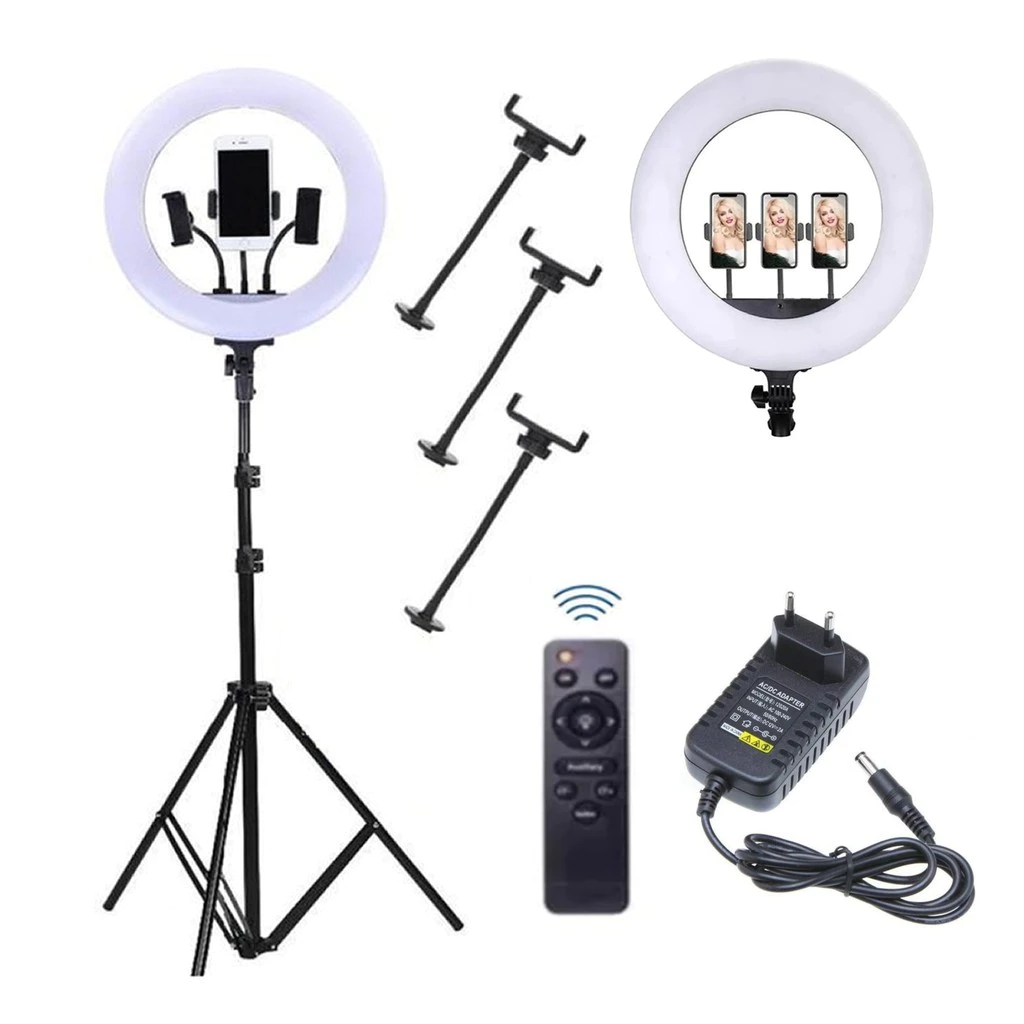Ring Light Iluminador 14 Polegadas Tres Suporte Celular Fonte Com Tripe De 2.10 Metro | Shopee ...