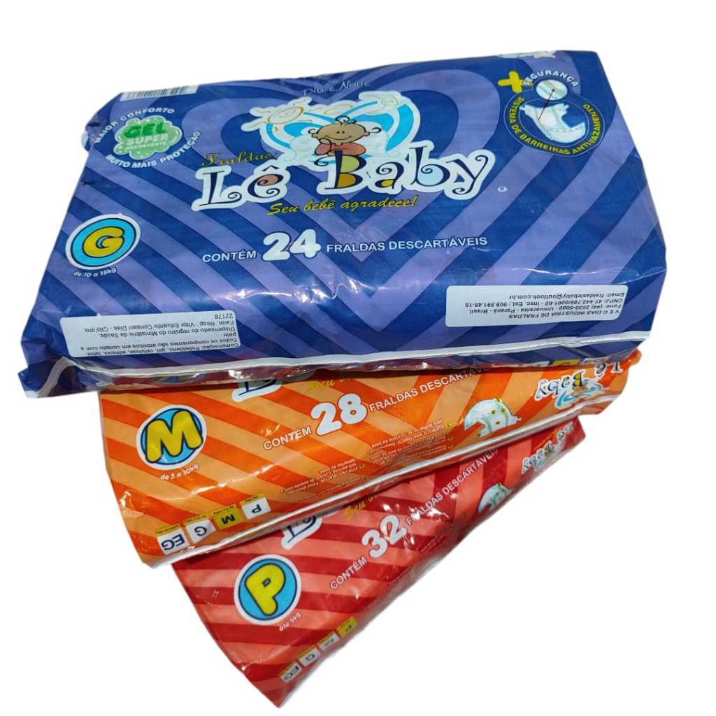 Fralda Descartável Infantil Dia e Noite Lê Baby P/M/G | Shopee Brasil