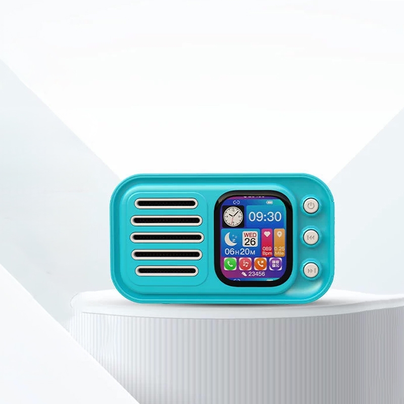 Mini Caixa de som Com Tela LCD Toque Ai inteligente Bluetooth Rádio ...