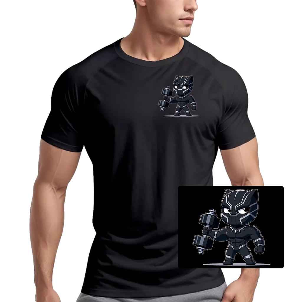 Camiseta Dry Fit Muscle Fit Masculina Marvel Pantera Negra Atividade ...