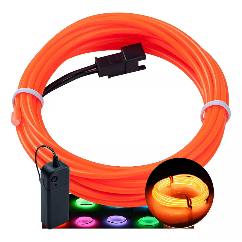 Fio Led Cordão Fita 3 Velocidades C/ Controle A Pilha 5mt Luz Laranja ...