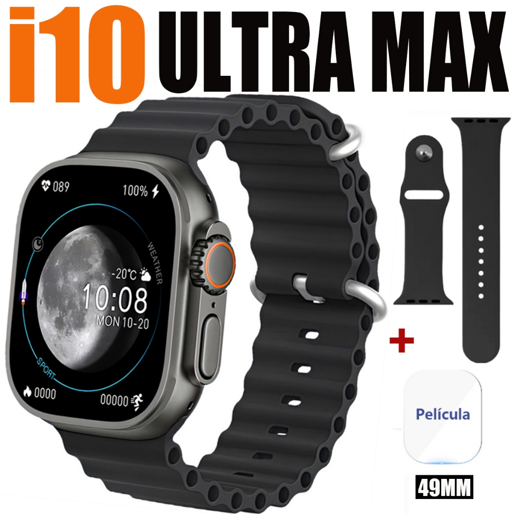 Smartwatch T10 Ultra 2 2024 Nova Série 9 Smart Watch 2.09 Inch HD 49mm Bluetooth Com Calculadora ...