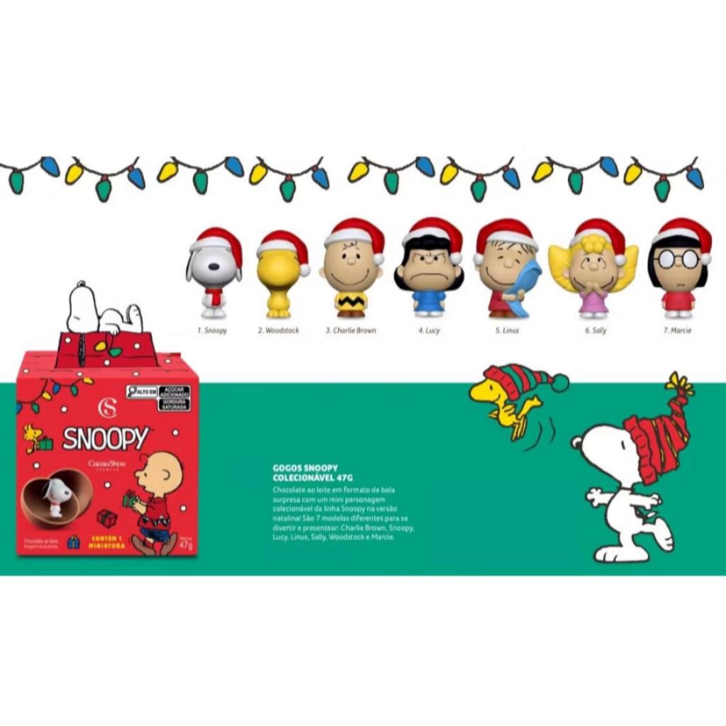 Caixa Surpresa Snoopy Colecionáveis 47g - Cacau Show Snoopy - Natal | Shopee Brasil