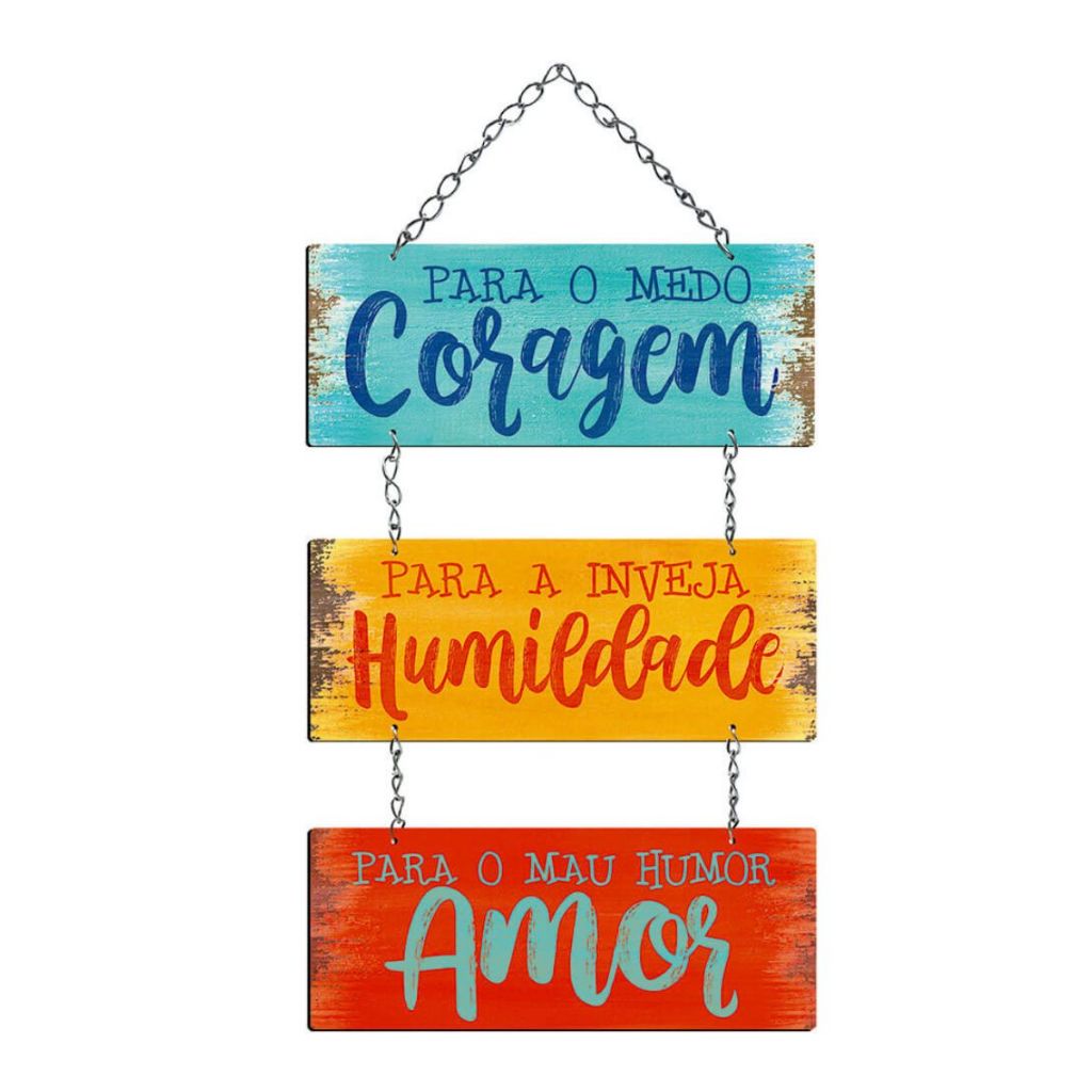 Placa Decorativa De Pendurar Coragem Humildade Amor Frase Palavra ...