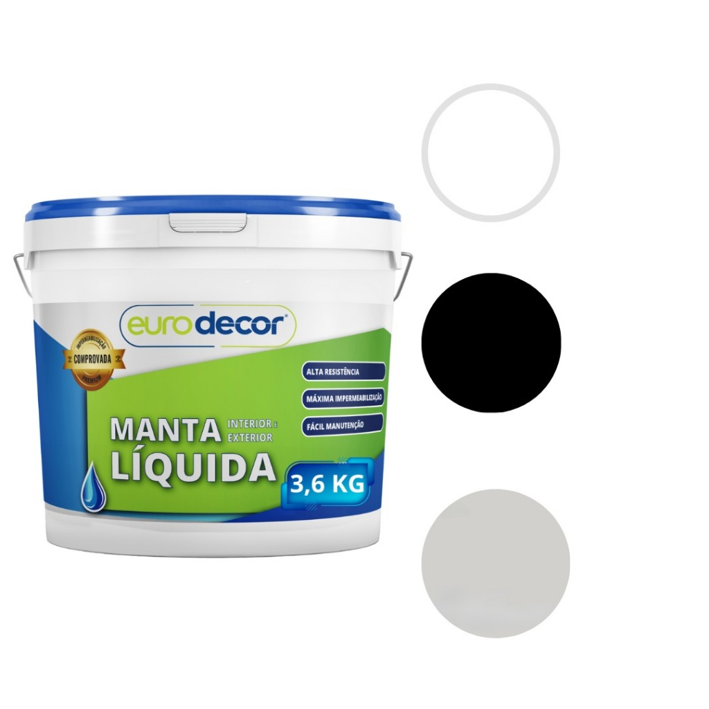 Manta Líquida 3,6kg Emborrachada Impermeabilizante Eurodecor 3.6kg e 1kg | Shopee Brasil