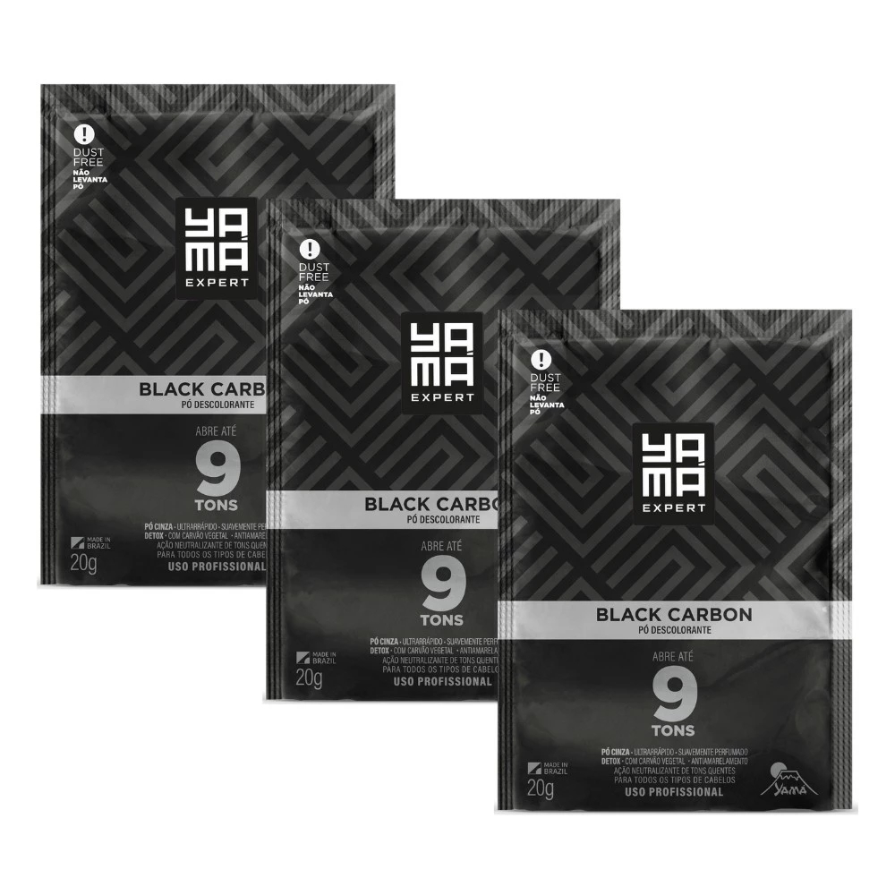 Kit 3 Pó Descolorante 9 Tons Black Carbon Yamá Expert 20g | Shopee Brasil