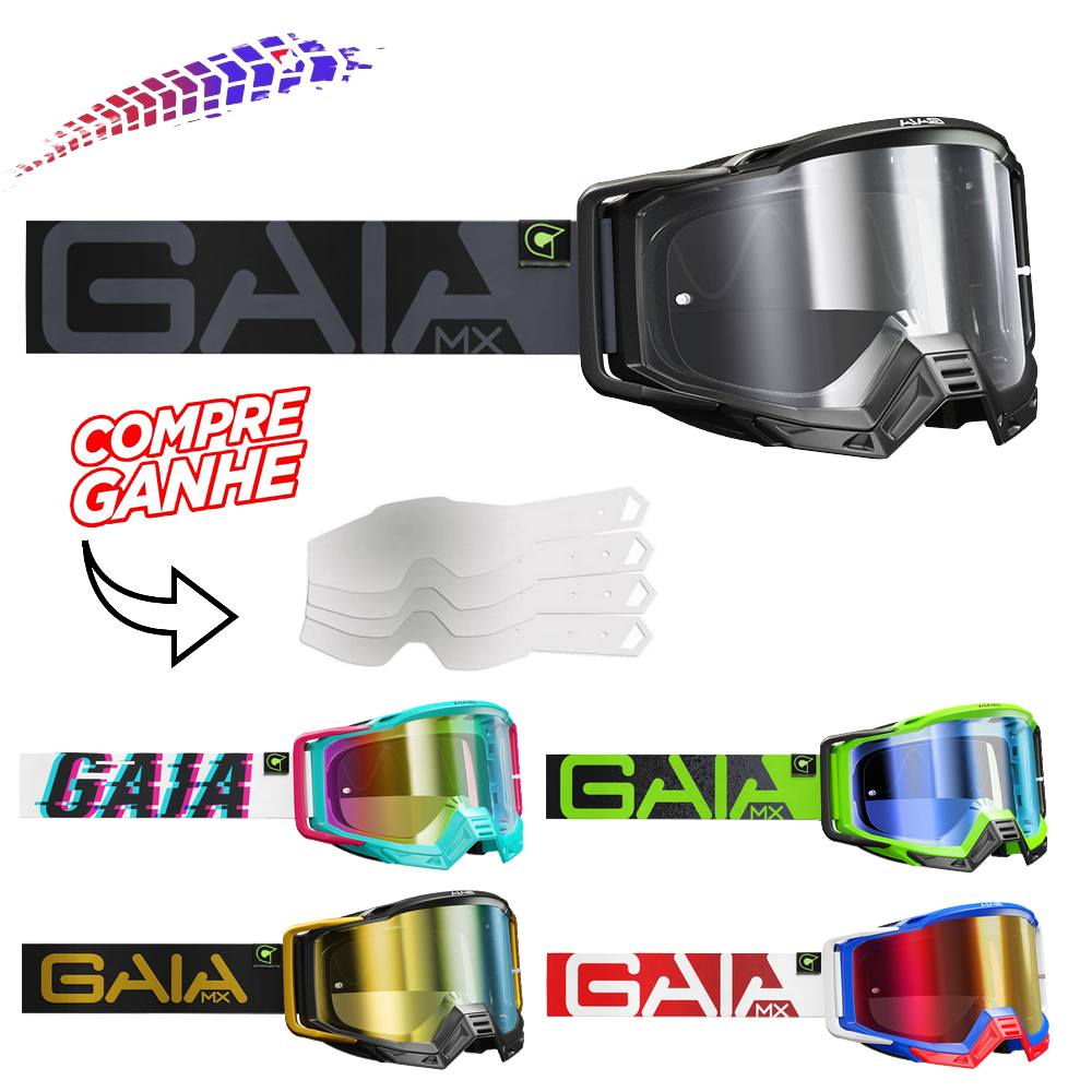 Oculos Gaia Mx Pro Trilha Motocross Enduro Espelhado Brinde Tear off ...