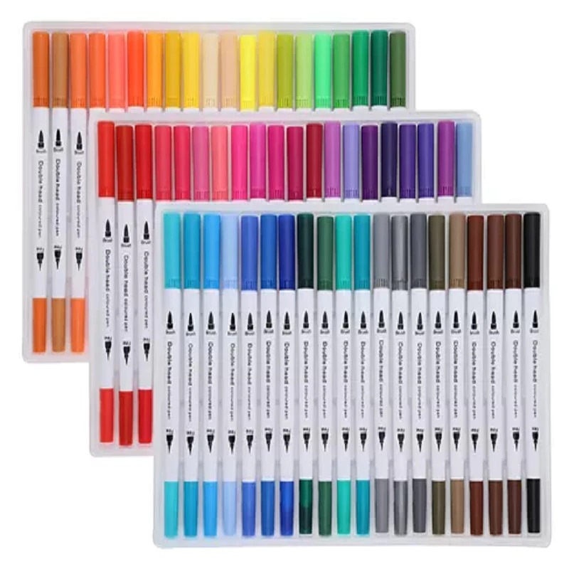 Caneta Brush Pen Kit 36 Kit 60 Cores Com Ponta Dupla Pincel Desenho ...