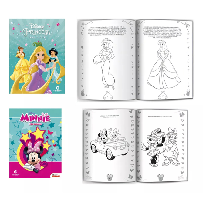 Livro Ler E Colorir 2 Peças Minnie Várias Princesas Rapunzel | Shopee ...