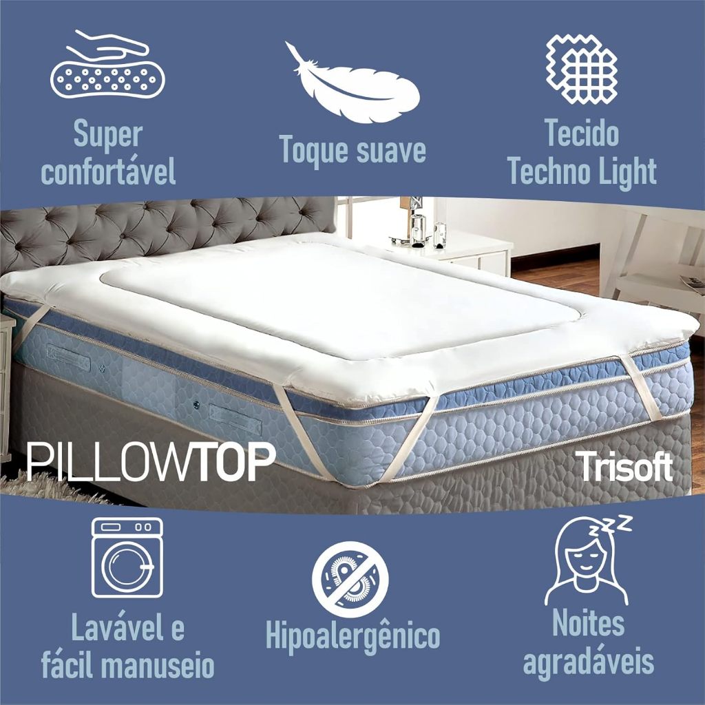 Protetor De Colchao Pillow Top Casal Trisoft Branco PETFOM | Shopee Brasil