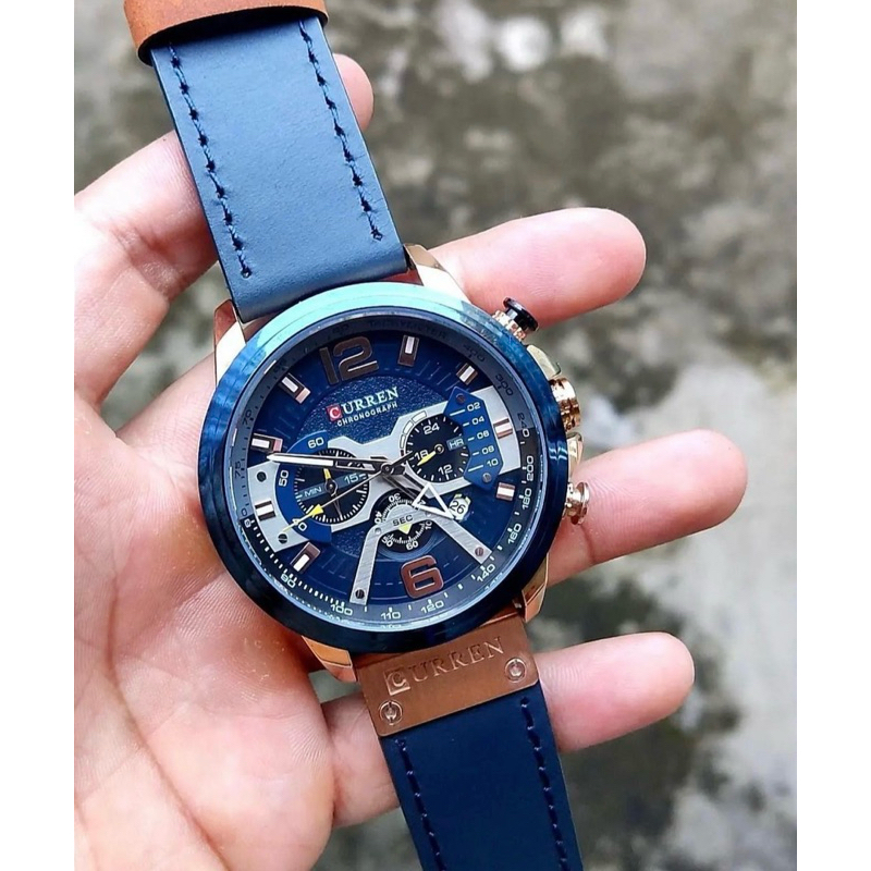 Relógio Curren 8329 Rose Gold/Azul - No Brasil | Shopee Brasil