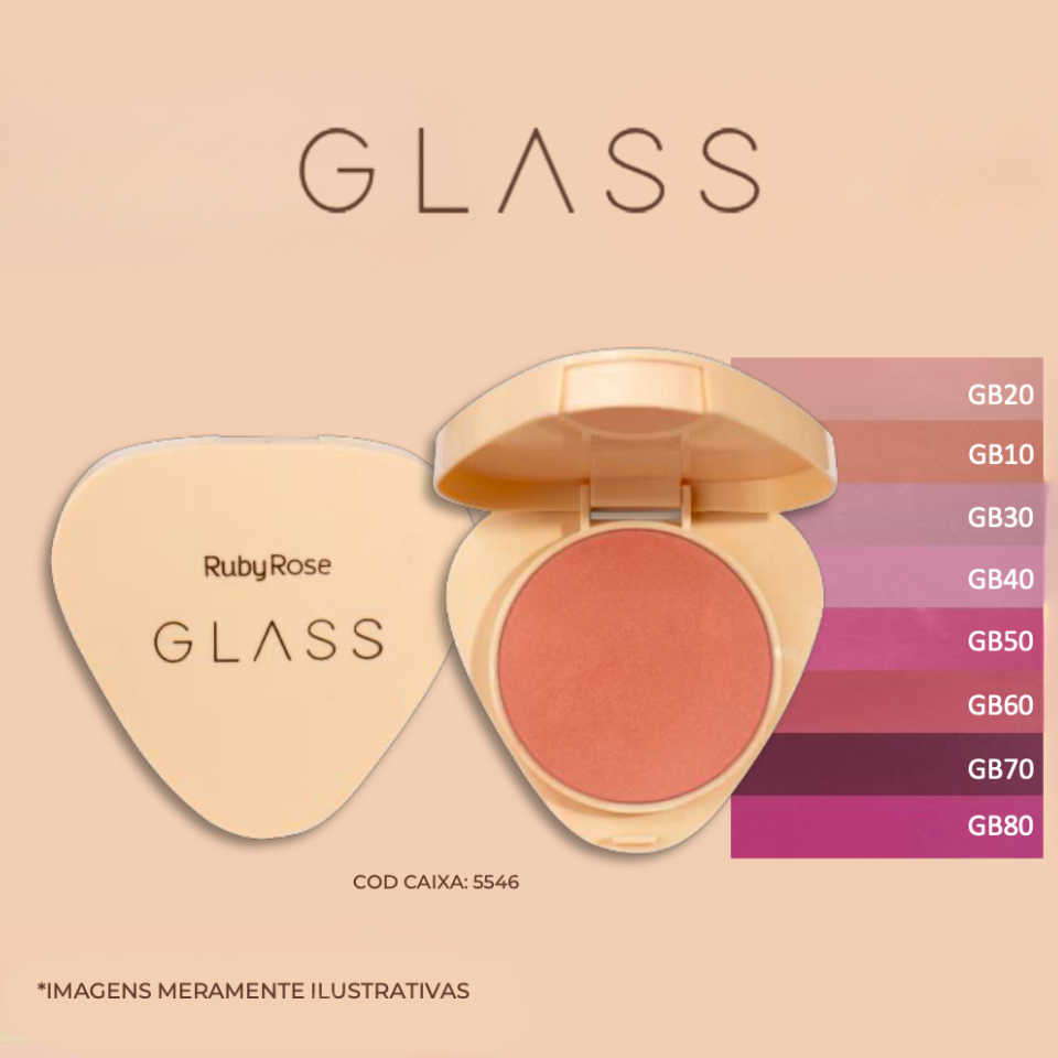 Blush Compacto Textura Aveludada GLASS BY RUBY ROSE | Shopee Brasil