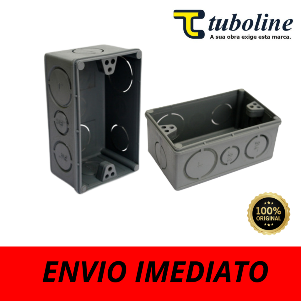Kit Caixa de Luz 4x2 47mm Retangular Cinza Tuboline | Shopee Brasil