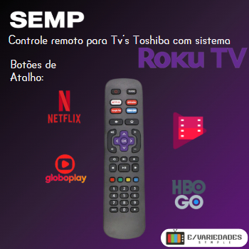 Semp controle Semp Toshiba Smart TV Roku | Shopee Brasil