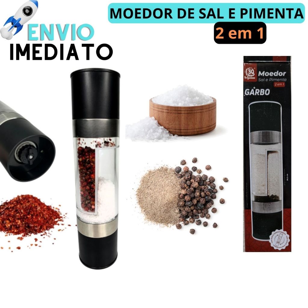 Moedor de Sal e Pimenta Moedor Manual Sal e Pimenta 2 Em 1 Triturador ...