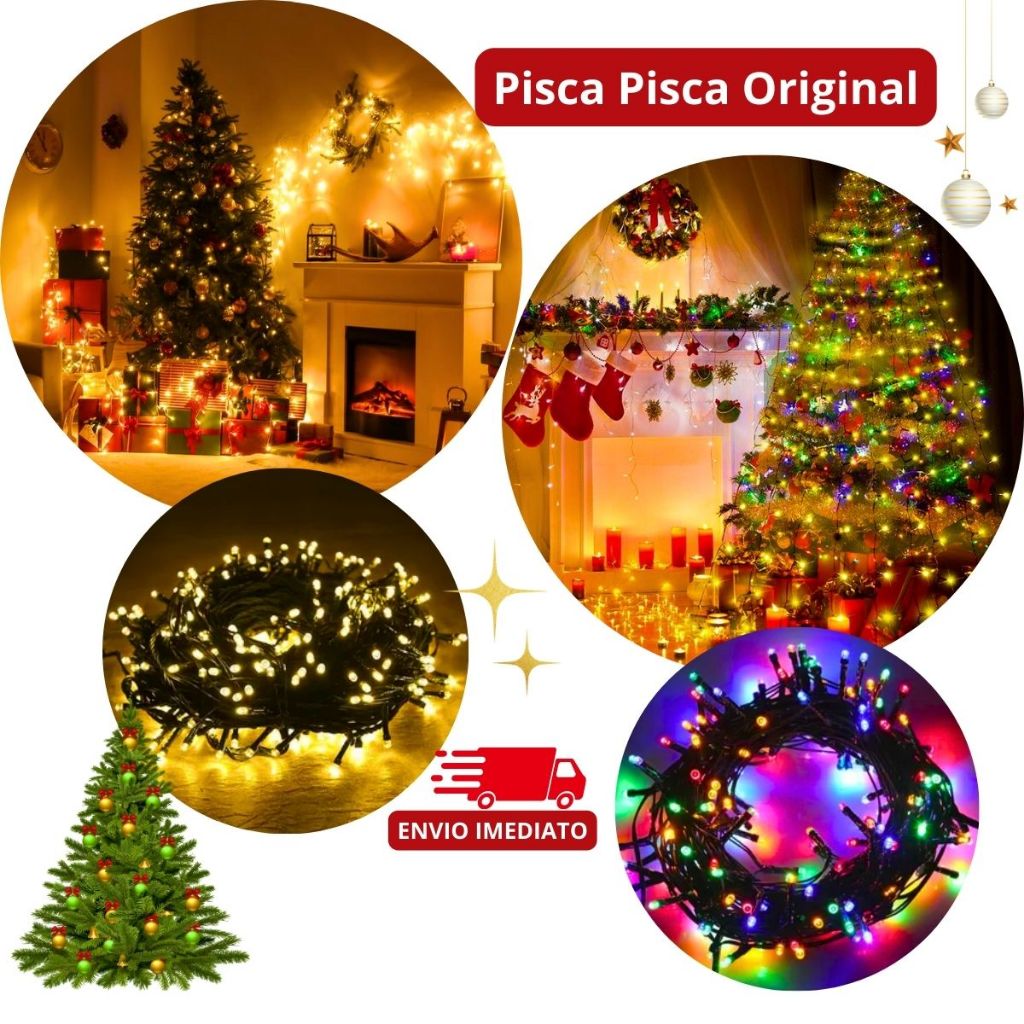 Pisca Pisca Led Natal Resistente 9m Original Cordão C/ 100 Lâmpadas 8 ...