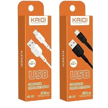 CABO USB TIPO C CARREGAMENTO RAPIDO E DADOS KAIDI KD28C | Shopee Brasil