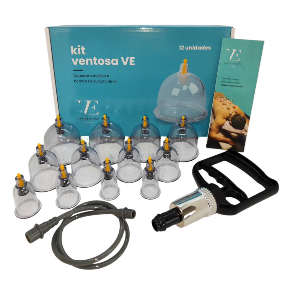 Kit Ventosa 12 Copos + Manual Português Ventosaterapia | Shopee Brasil