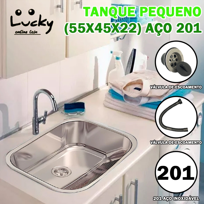 Tanque Monobloco Lavanderia Aço Inox Escovado 44 X 44 X 20 cm-SUS201 ...