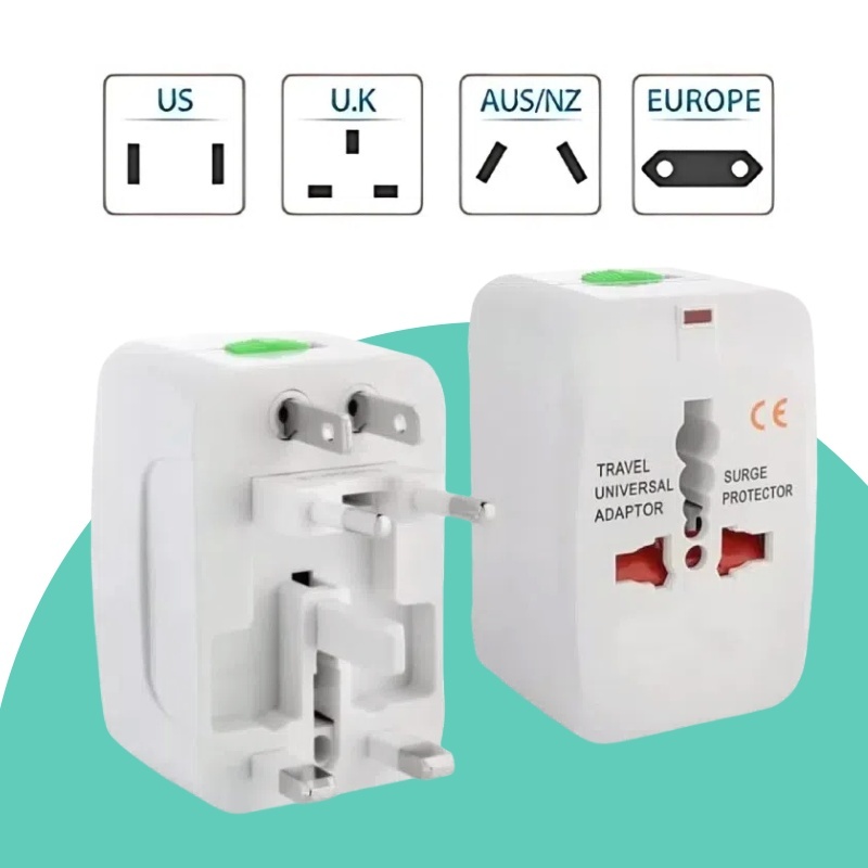 Adaptador Tomada Universal Padrão Internacional Europa Asia Viagem Bivolt EUA UK JP AU EU ...