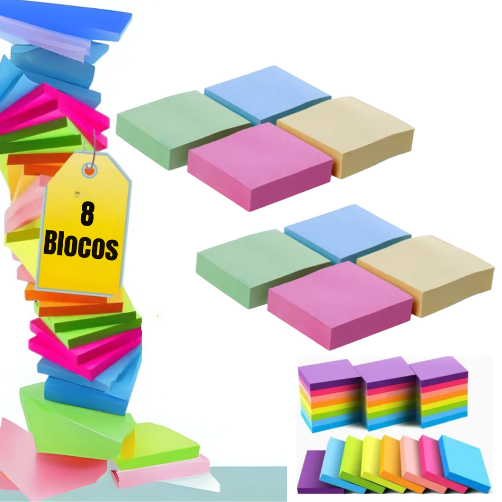 Bloco De Notas Post Auto Adesivo Cubo Colorido It 800 Folhas | Shopee ...