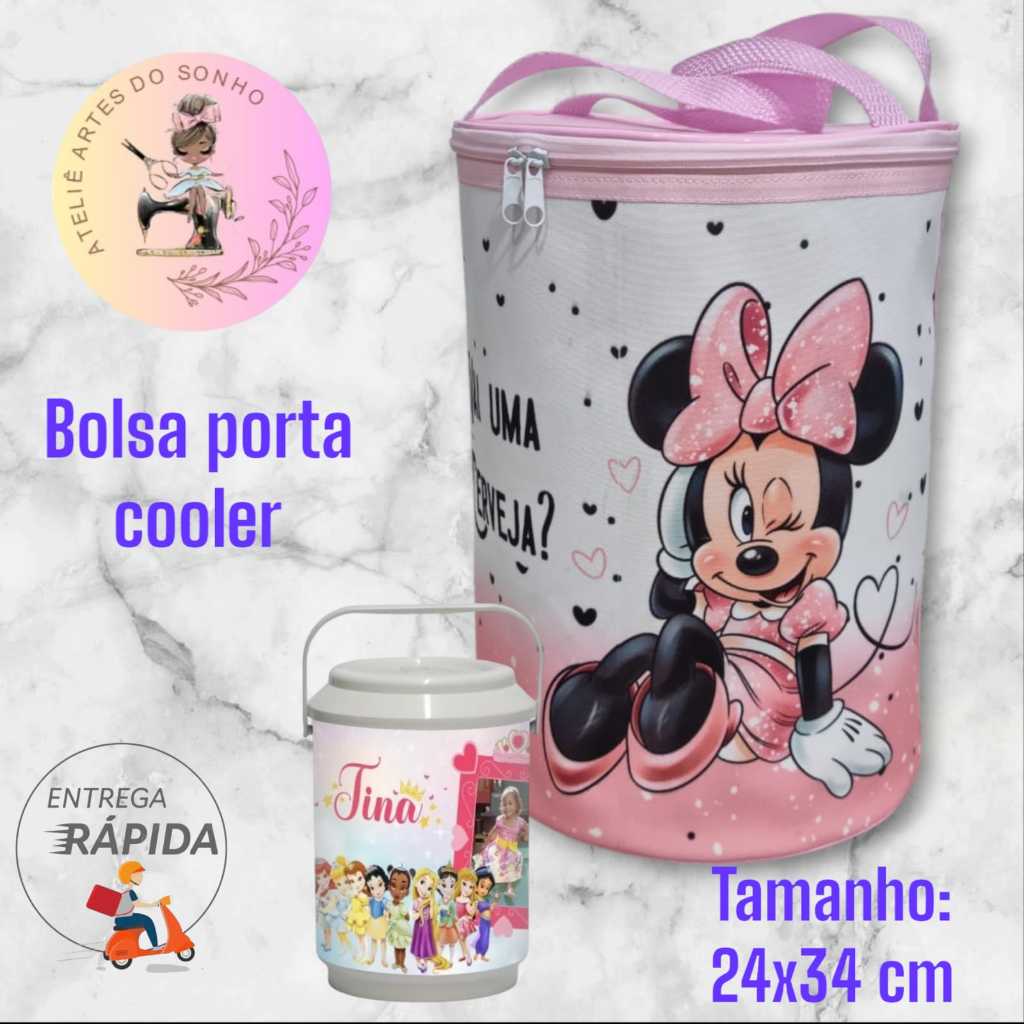 kit com 05 unid Lembrancinha bolsa porta cooler Minnie Mickey Mouse 24x34cm | Shopee Brasil