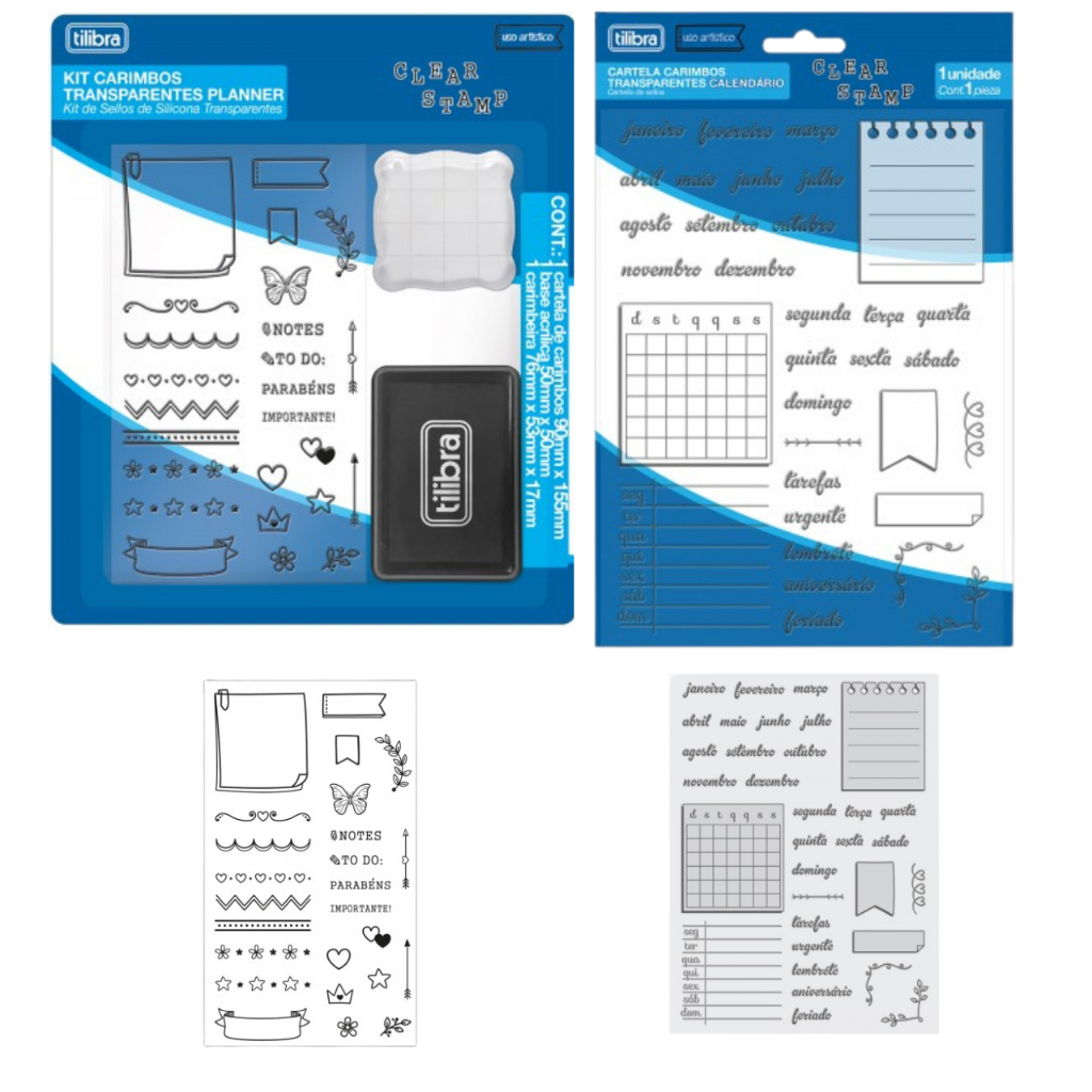 Tilibra Kit Carimbos Transparentes Planner | Shopee Brasil