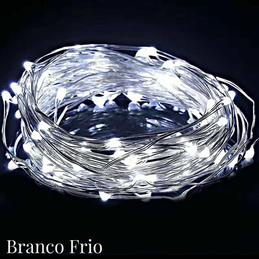 Fio Fada Cordão Luz Leds 10 Metros Pisca Pisca Natal - USB Branco Frio ...