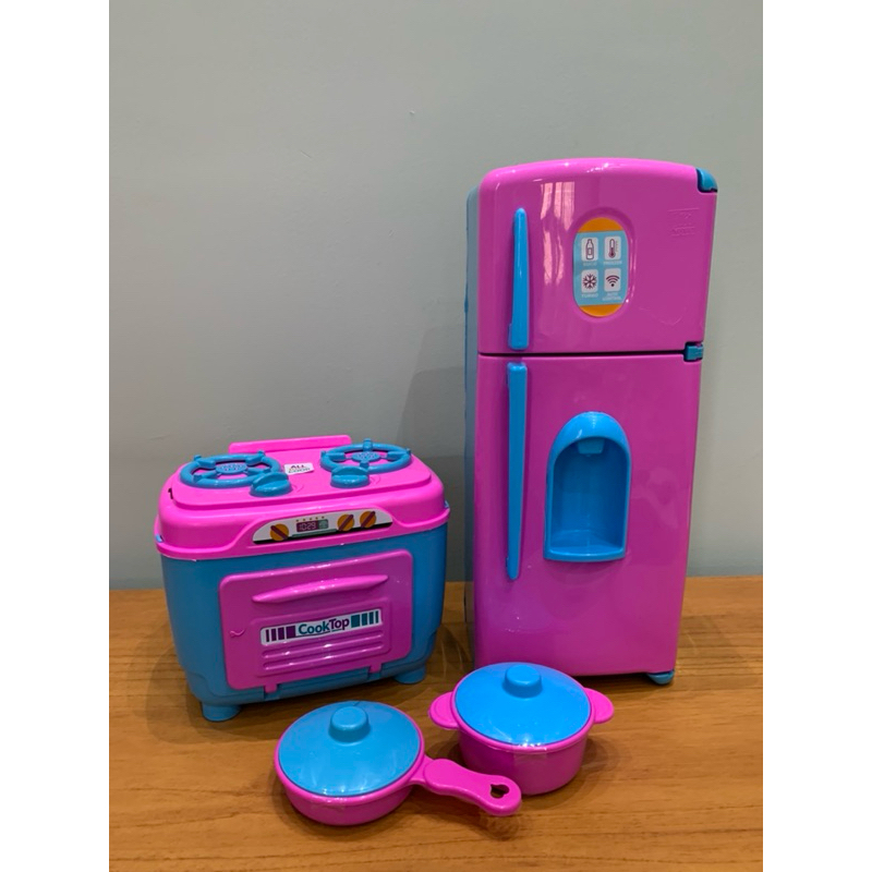 kit Brinquedos Cozinha Infantil Geladeira + Fogao Play Cooker + Panelinhas | Shopee Brasil