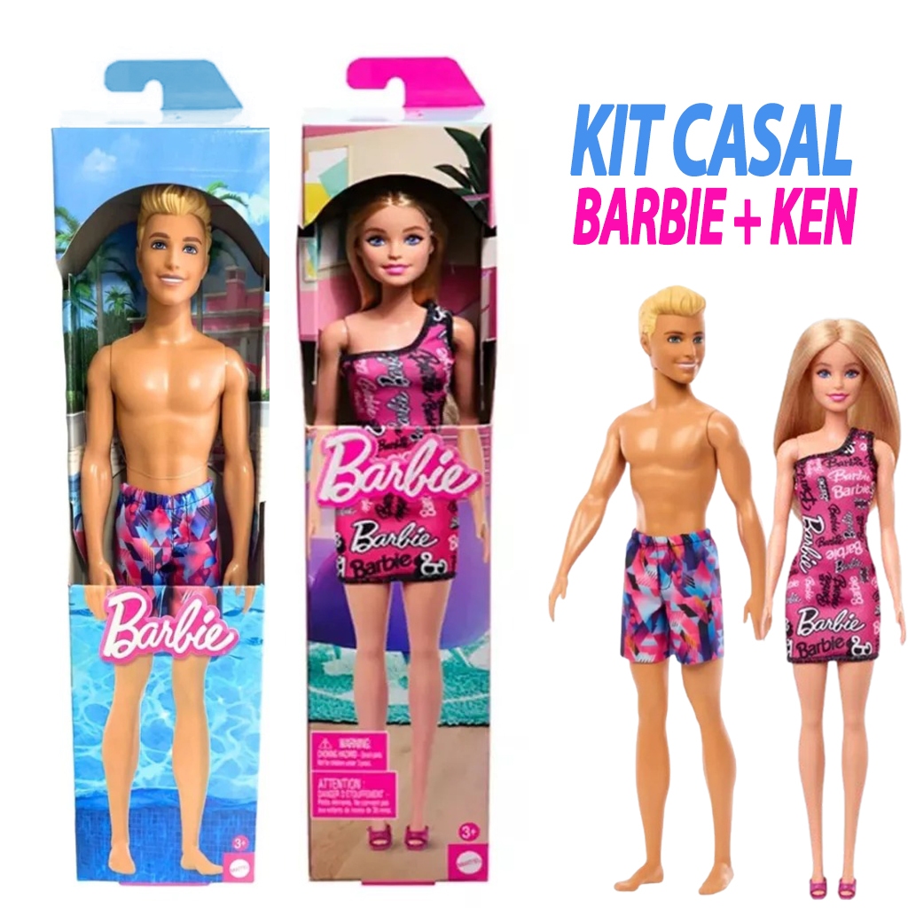Boneca Barbie + Boneco Ken - Articulados Original Mattel - Monte seu ...