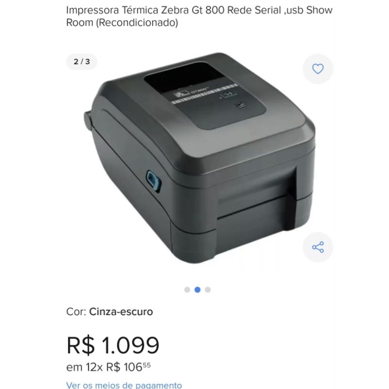 Impressora zebra T800 seminova testada funcionando | Shopee Brasil