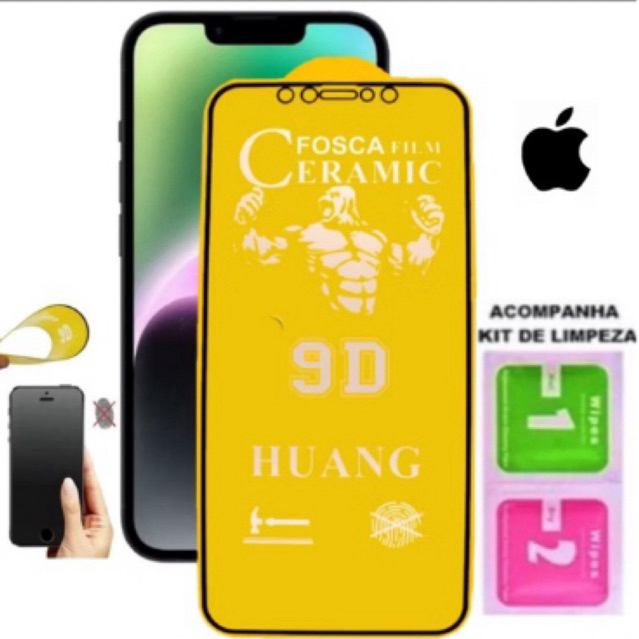 Película Fosca Cerâmica Flexível 9D Hidrogel Todos os modelos iPhone11/12/13/14/15/16/pro/plus ...