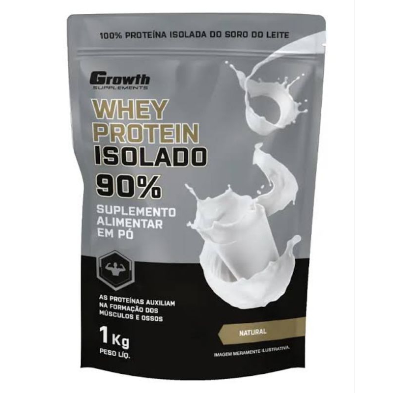 Whey Protein Isolado (1KG) 90% Proteina Pura Growth Supplements 100% ...