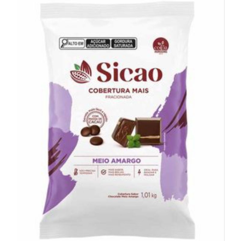 cobertura fracionada meio amargo gotas 1,01kg Sicao | Shopee Brasil