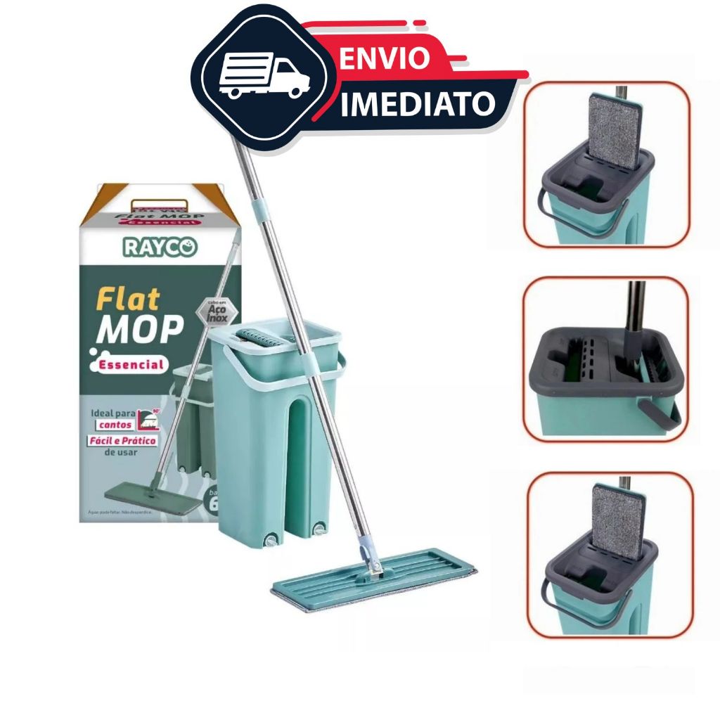Mop Flat Essencial Rayco | Mop Lava e Seca com Capacidade de 6L ...