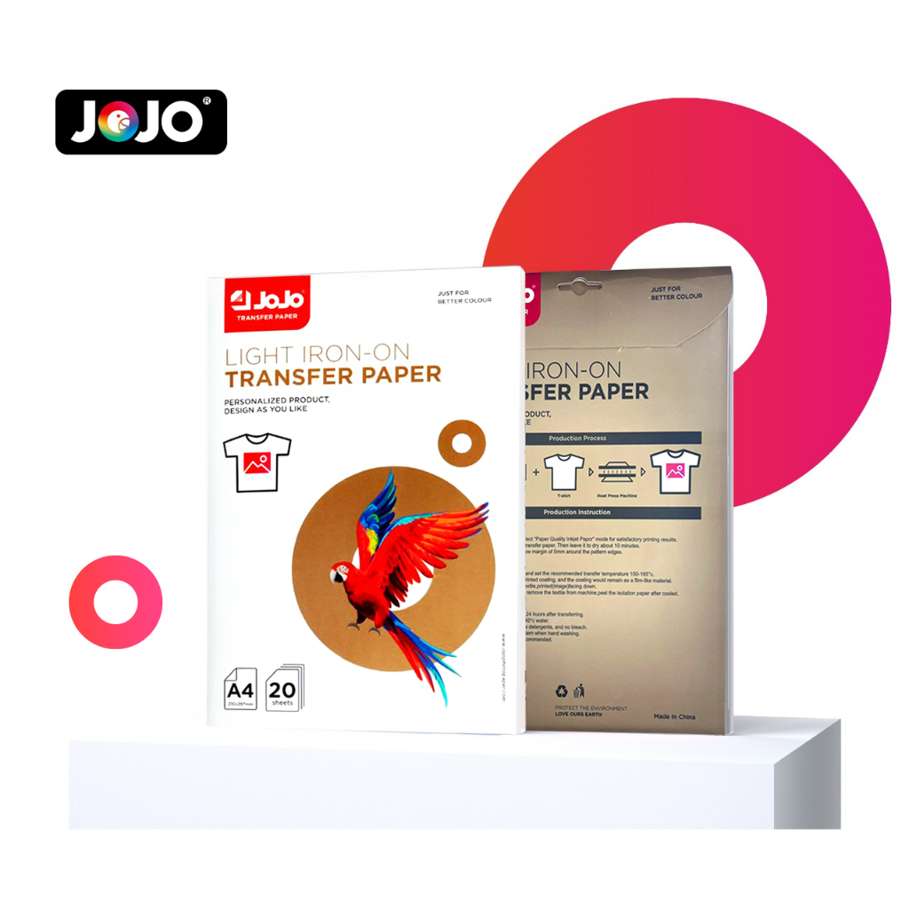Papel Transfer JOJO A4 20 Folhas Para Impressoras a Jato de Tinta Tecidos Claros | Shopee Brasil