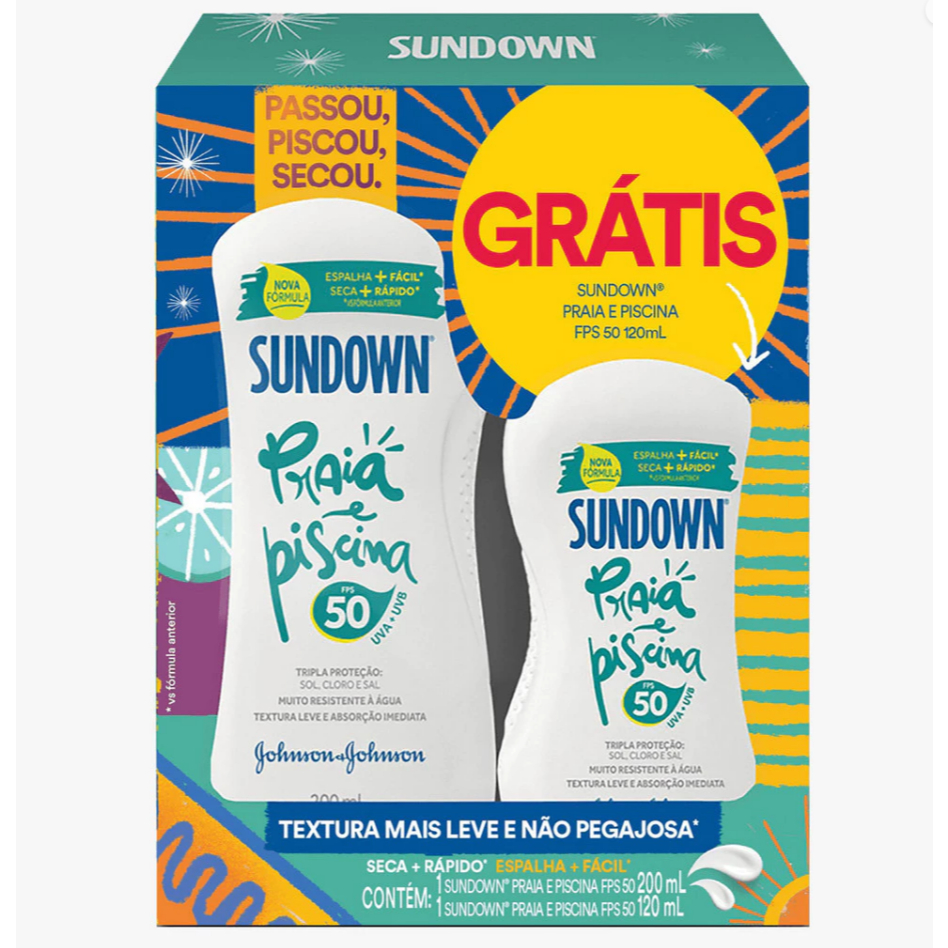Kit Protetor Solar Sundown FPS50 Praia e Piscina 200ml + 120ml | Shopee ...