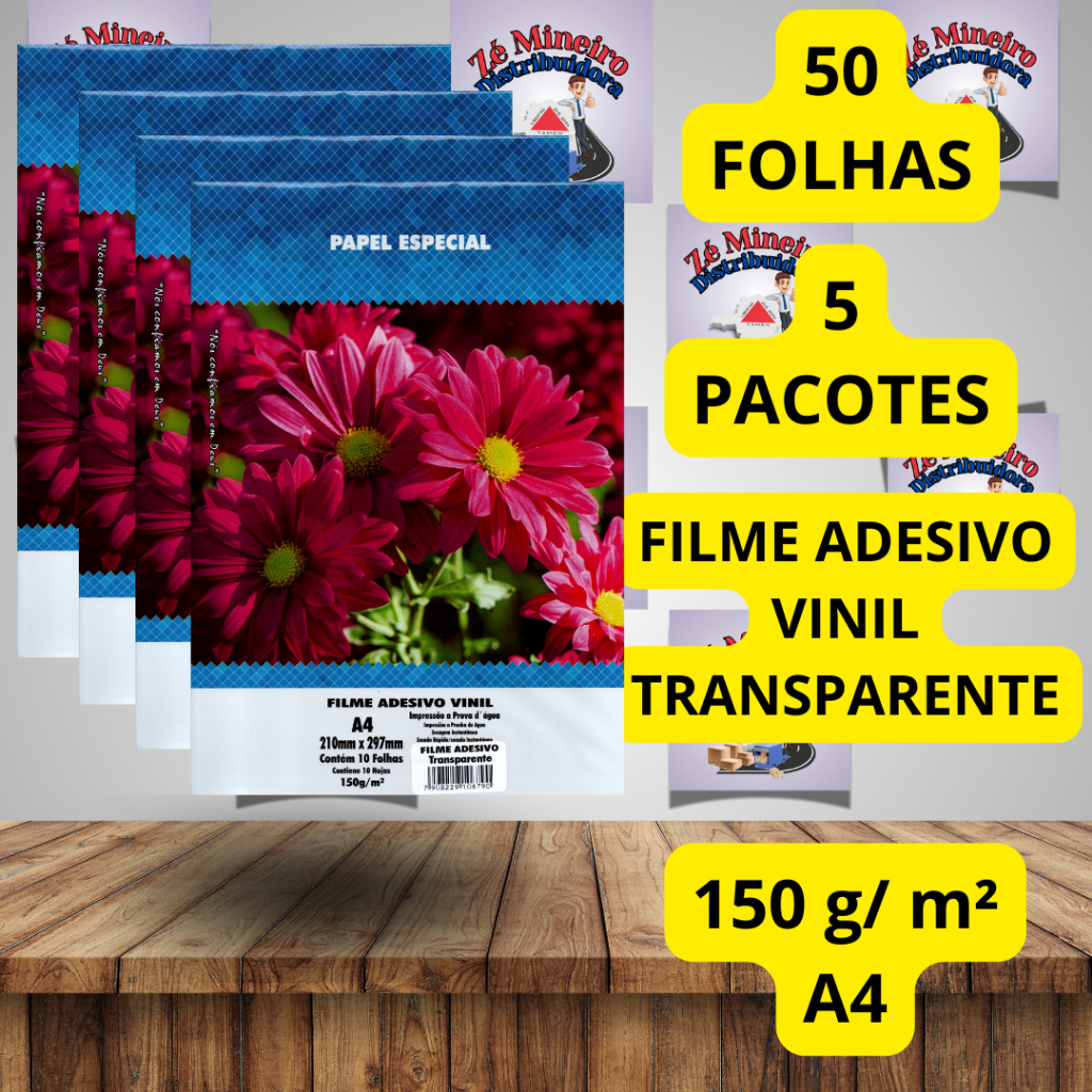 Vinil Adesivo Semitransparente Leitoso 150g A4 para Jato de Tinta A ...