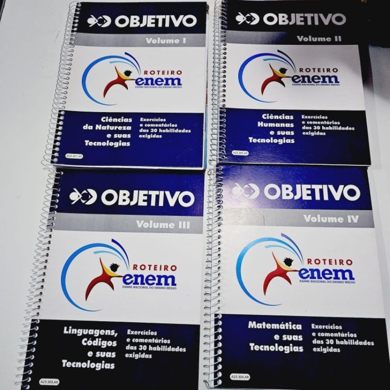 Apostilas Objetivo Roteiro ENEM, Volumes I, II, III e IV | Shopee Brasil