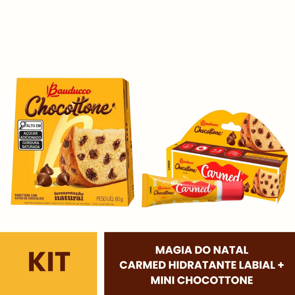 Carmed Chcocottone Bauducco Hidratante Labial 10g + Mini Panetone Chocottone Bauducco 80G (KIT ...