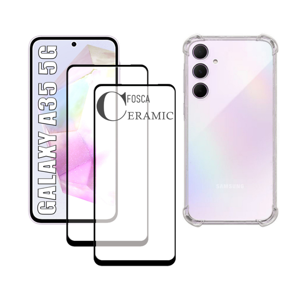 KIT para Galaxy A35 | 2- Pelicula Fosca 9D | 1- Capa | Shopee Brasil