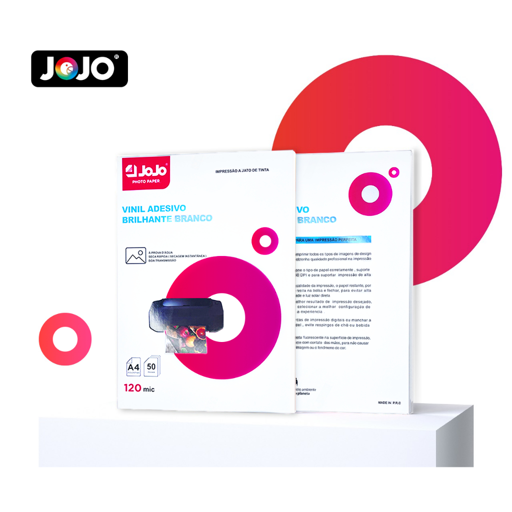 Vinil Adesivo Branco Brilhante 100g A4 - 300 Folhas - JOJO Photo Paper ...