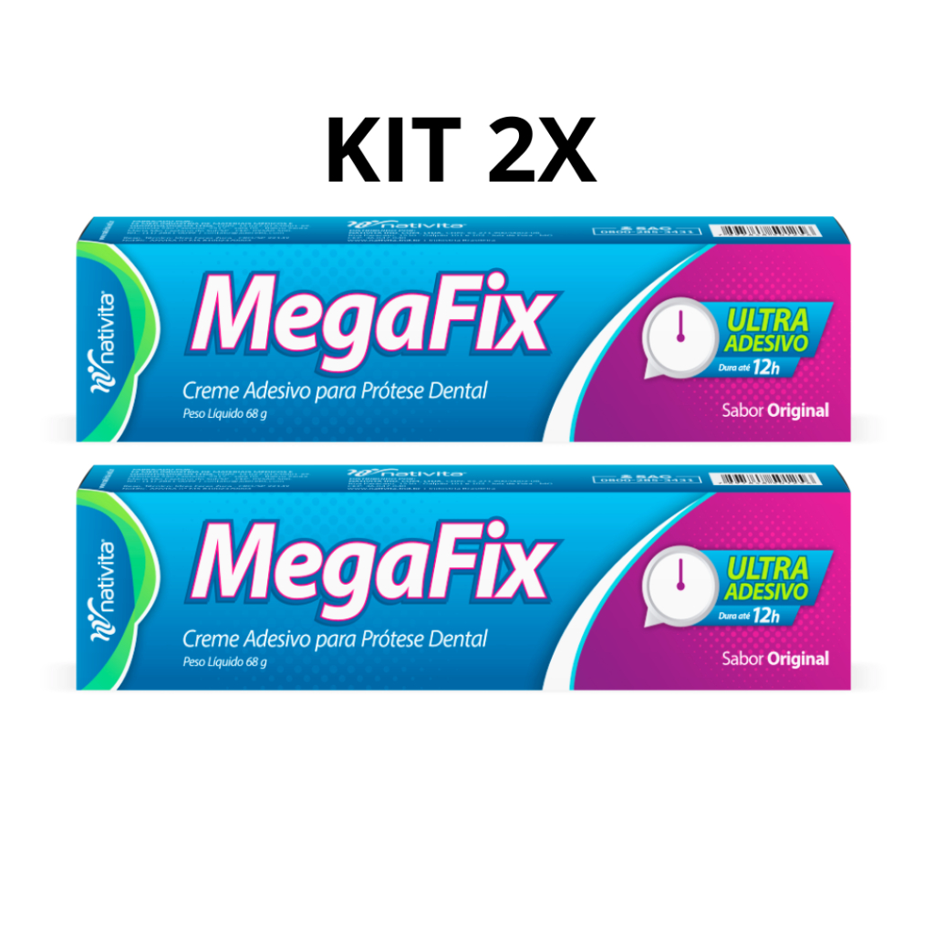 Fixador De Dentadura 2x Megafix 68g Tipo Fixodent Corega | Shopee Brasil