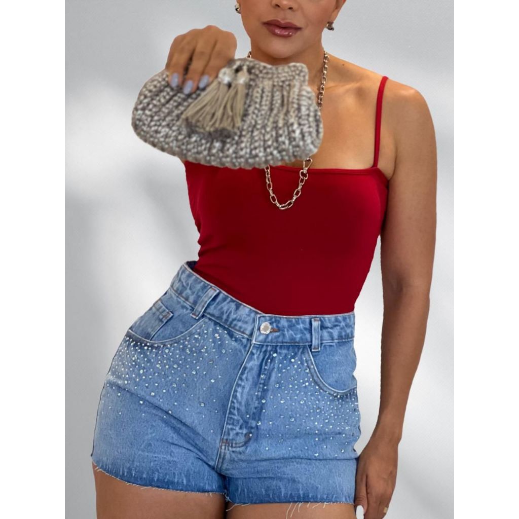 Short jeans com strass | Shopee Brasil