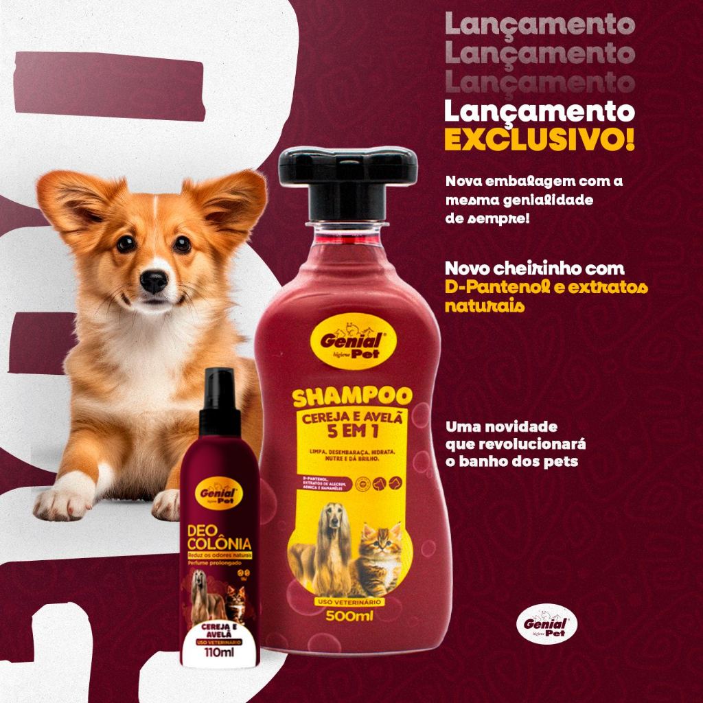 Kit Genial Pet Shampoo + Perfume Cereja e Avelã Cães e Gatos | Shopee ...