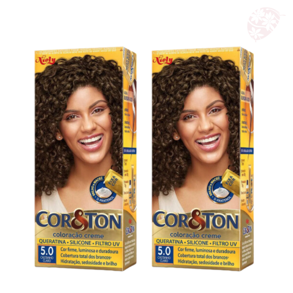 Kit 2 Tintas Coreton Niely Coloração Cor&Ton - 5.0 Castanho Claro ...