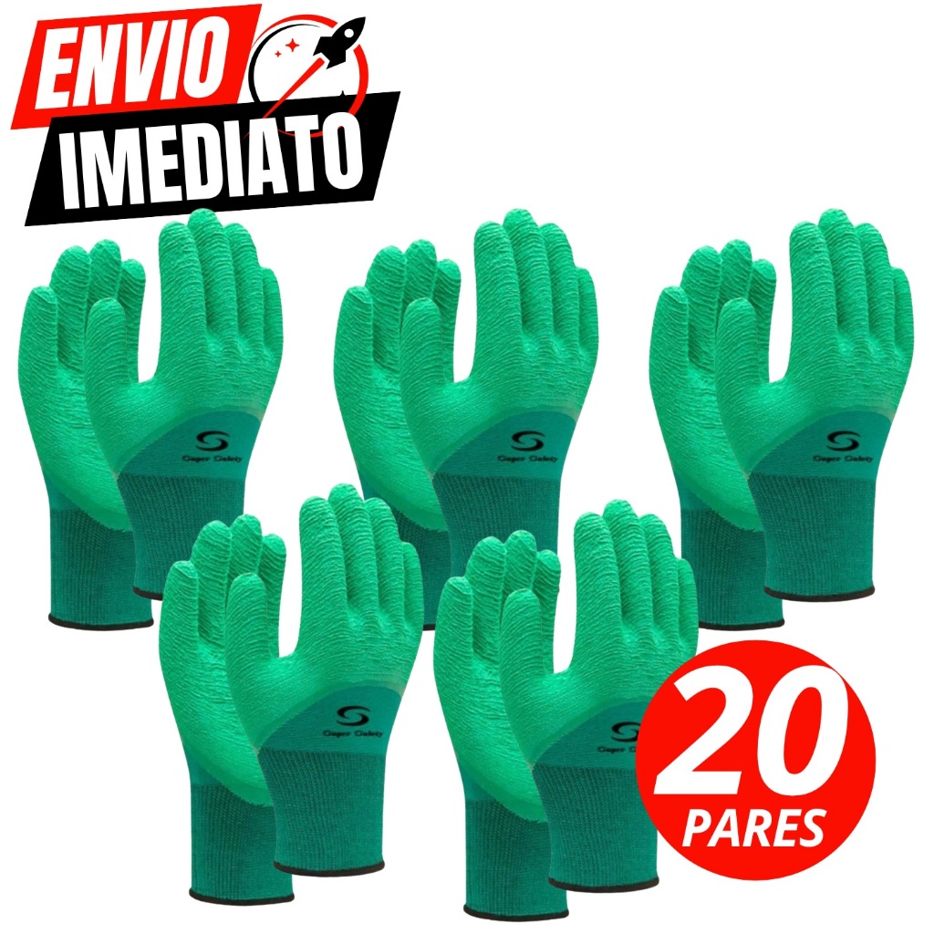 Kit 20 Pares Luva de Segurança Super Safety SS1009 com Revestimento em ...