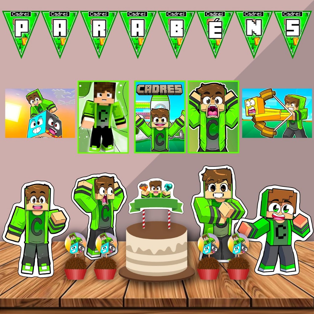 Kit Festa Infantil Tema Cadres Minecraft – Decoração Completa com ...
