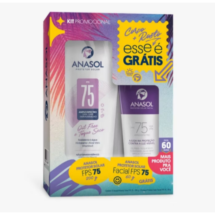KIT ANASOL PROTETOR SOLAR FPS 75 200G + PROTETOR SOLAR FACIAL FPS 75 ...