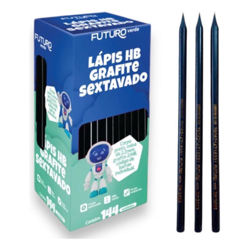 LAPIS DE ESCREVER 2B PRETO REVESTIDO VERDE CAIXA COM 144 UNIDADES ...